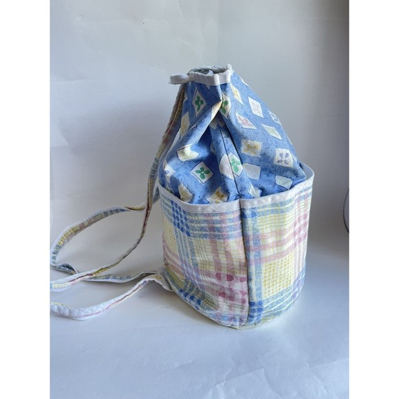 Bags | Vintage Handmade Rare Diaper Backpack Blue Pink Patch Floral ...